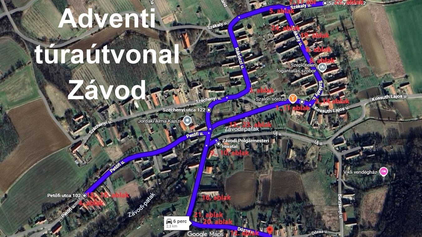 Adventi útvonal Závodon – 2,7 kilométeres faluséta ünnepi ablakokkal